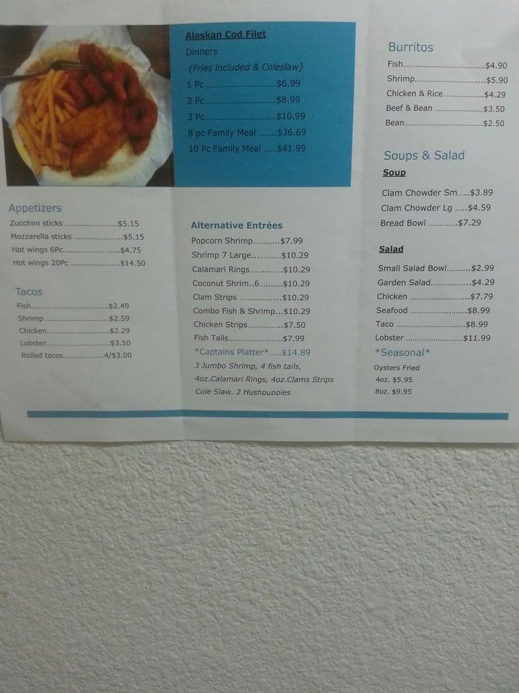 Menu at Mr Fish Fish & Chips restaurant, Yuma