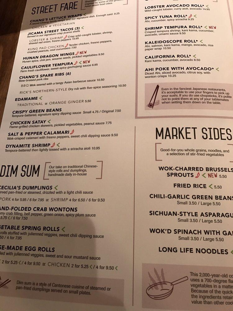Menu at P.F. Chang's restaurant, Boca Raton
