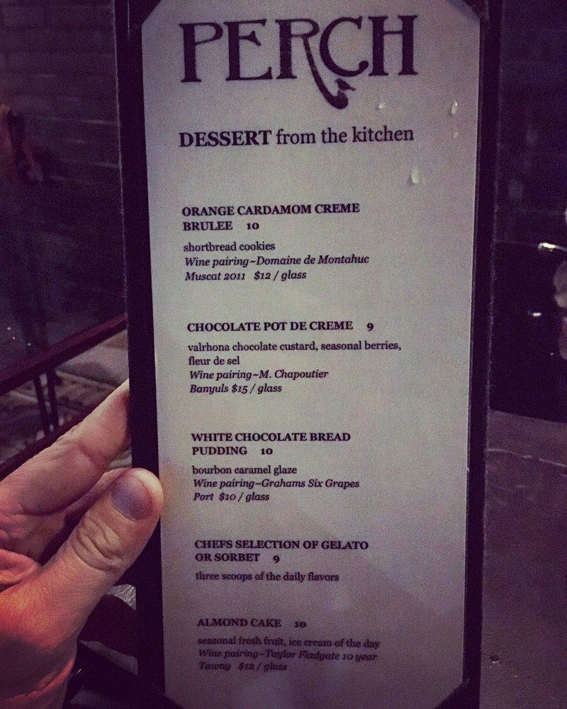 Menu at Perch restaurant, Los Angeles