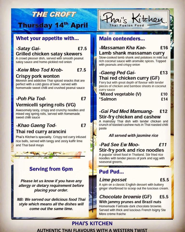 Menu at The Croft Restaurant, Bourton-on-the-Water