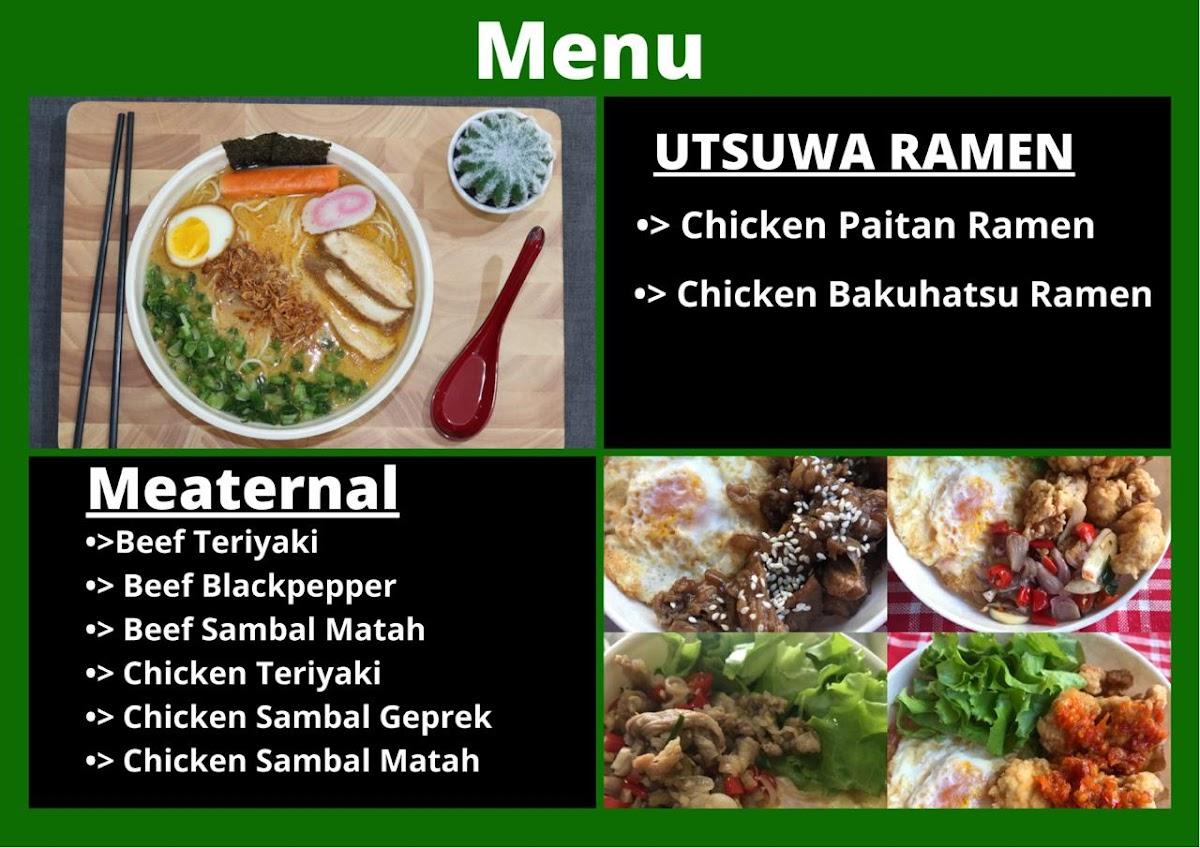 Menu at Utsuwa Ramen restaurant, Balikpapan