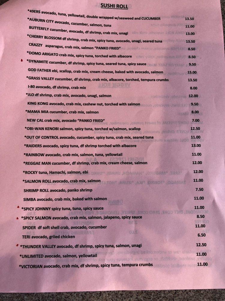 Menu at Jinme Ramen & Sushi Bar, Auburn