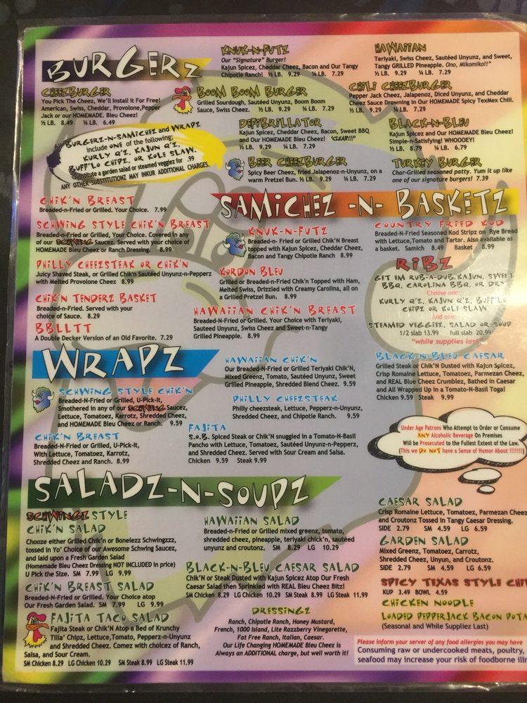 Menu at Knuk-N-Futz pub & bar, Taylor Mill