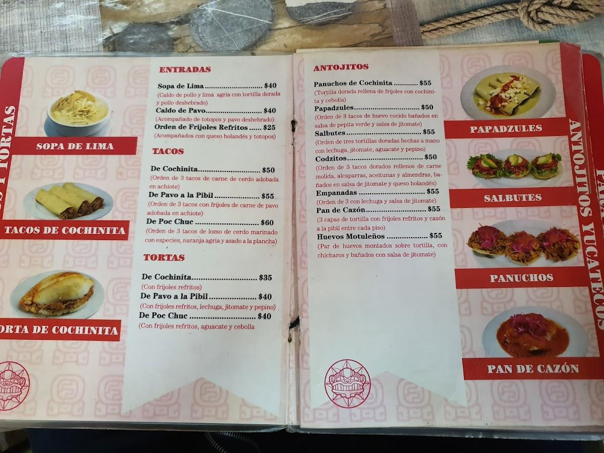 Menu at RIVIERA MAYA Comida Yucateca restaurant, Mexico City