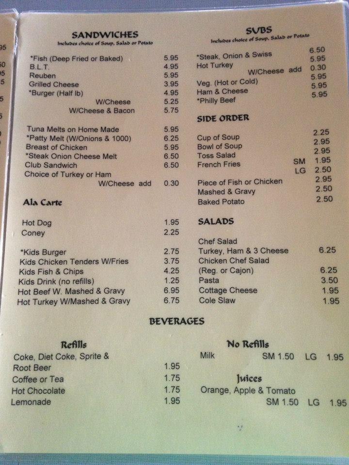 Menu at Choo Choo's desserts, Flushing