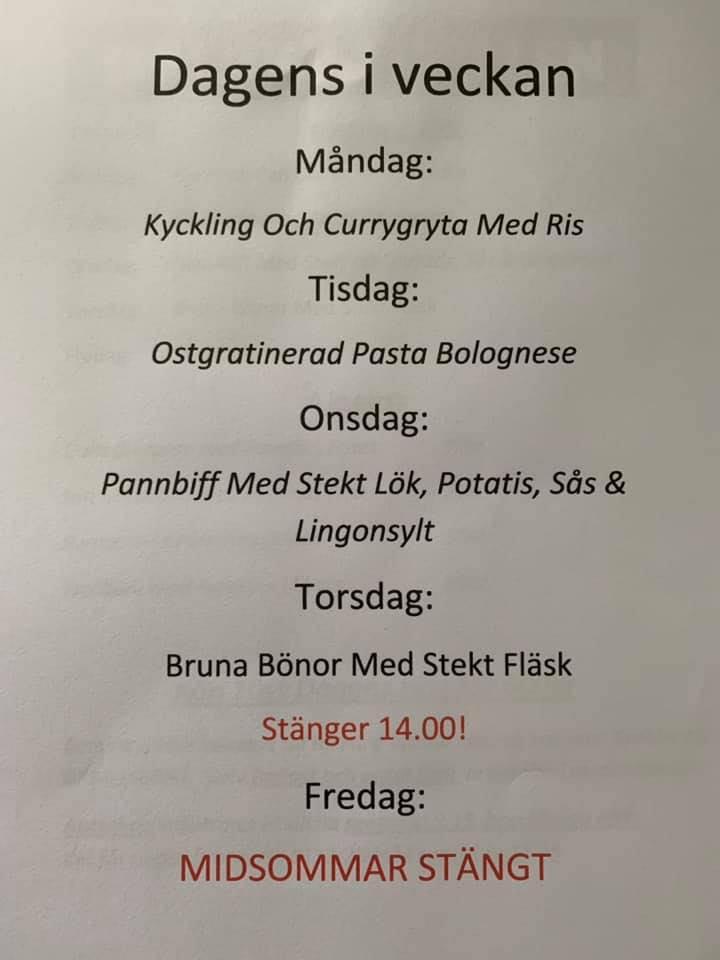 Menu at DalbyGrillen restaurant, Dalby