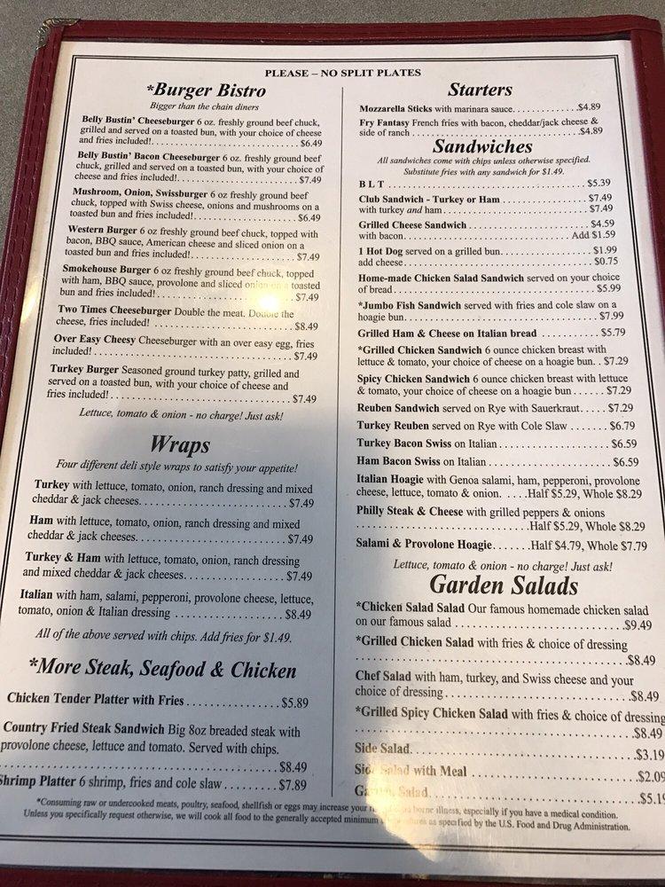 Menu at Eggs R Us restaurant, Pittsburgh