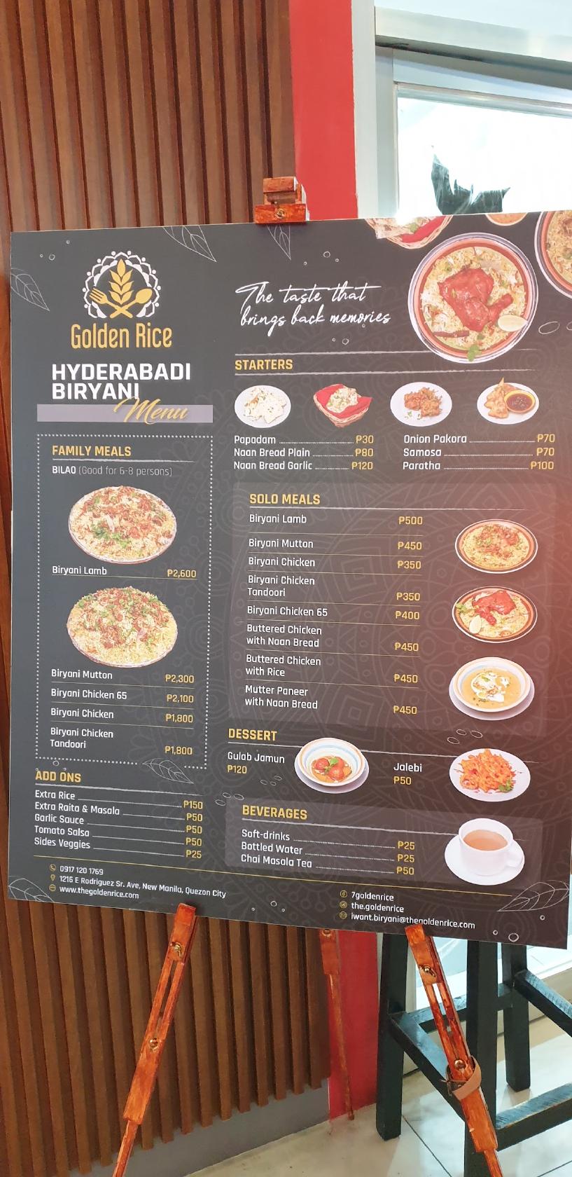Menu at Golden Rice Hyderabadi Biryani Restaurant - Devour Food Hub ...