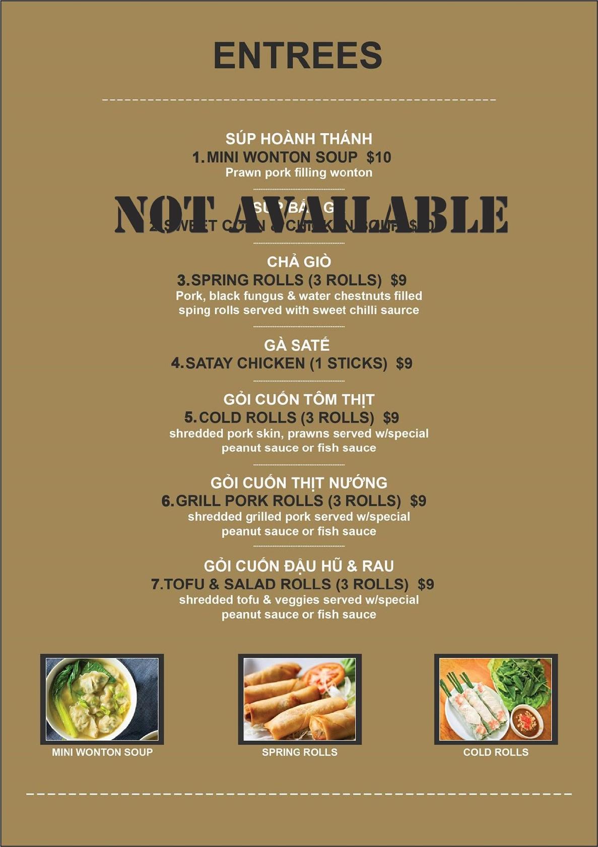Menu at Lee Tea & Pho restaurant, Mildura