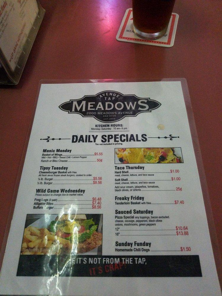 Menu at Meadows Avenue Tap pub & bar, East Peoria
