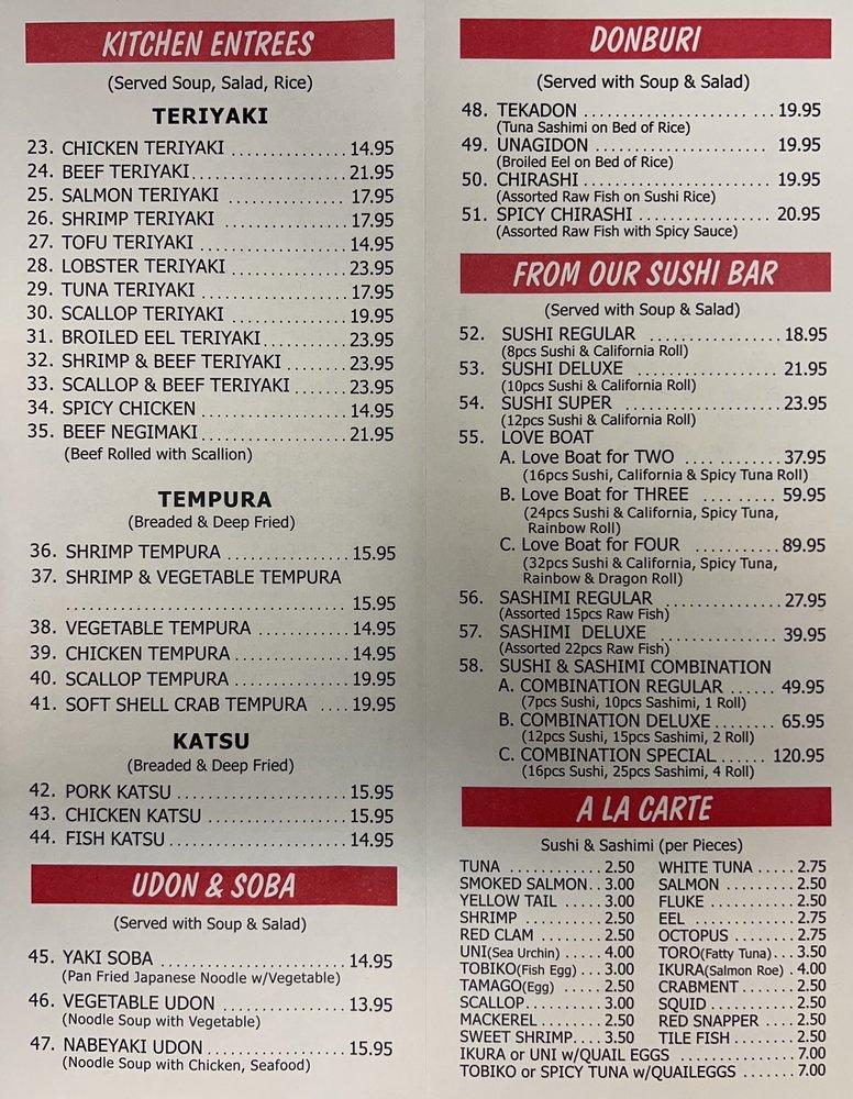 Menu at Sushi Boy Japanese restaurant, Garfield