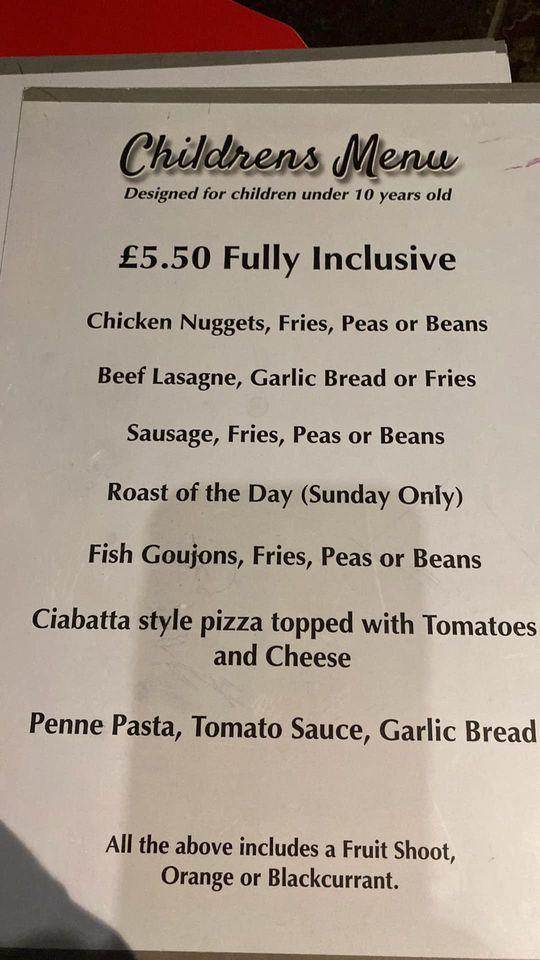 Menu at The Three Horseshoes pub & bar, Billingham, Cowpen Bewley