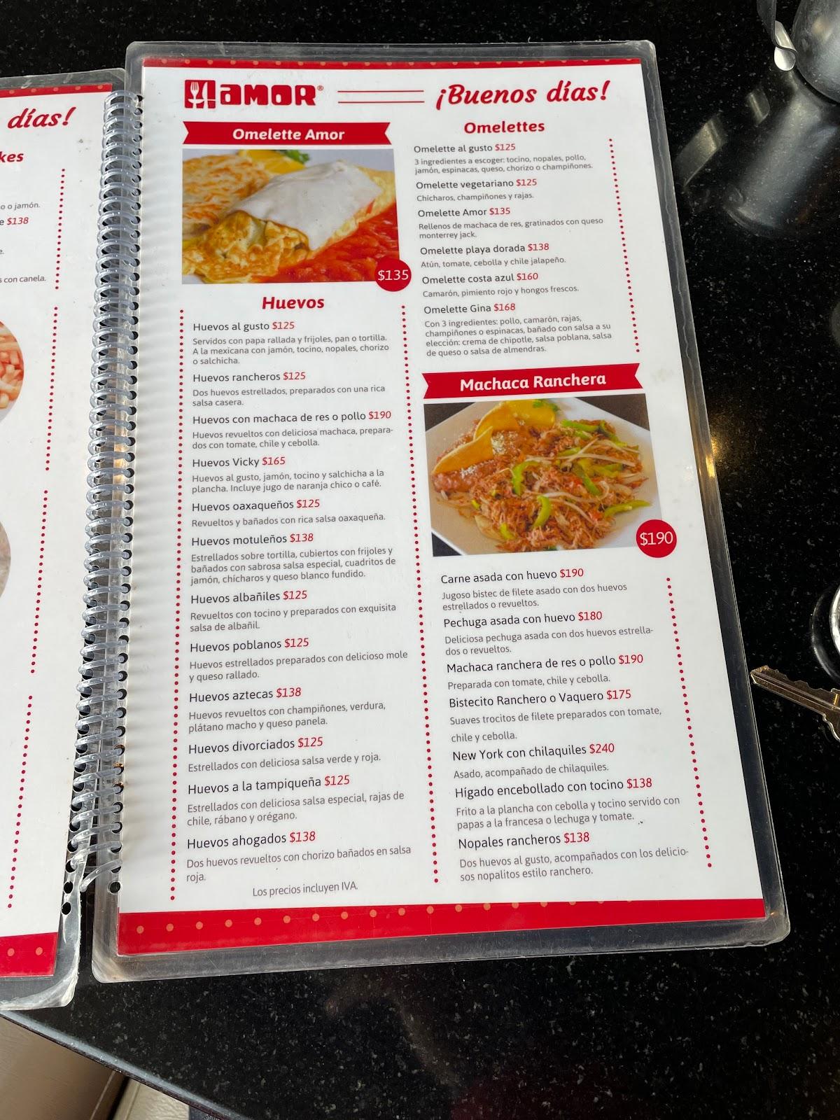 Menu at Amor cafeteria, Tijuana