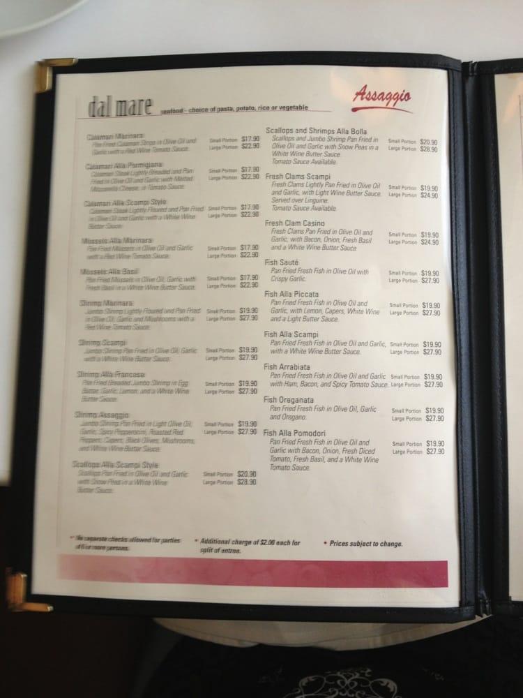 Menu at Assaggio Kapolei restaurant, Kapolei, 777 Kamokila Blvd