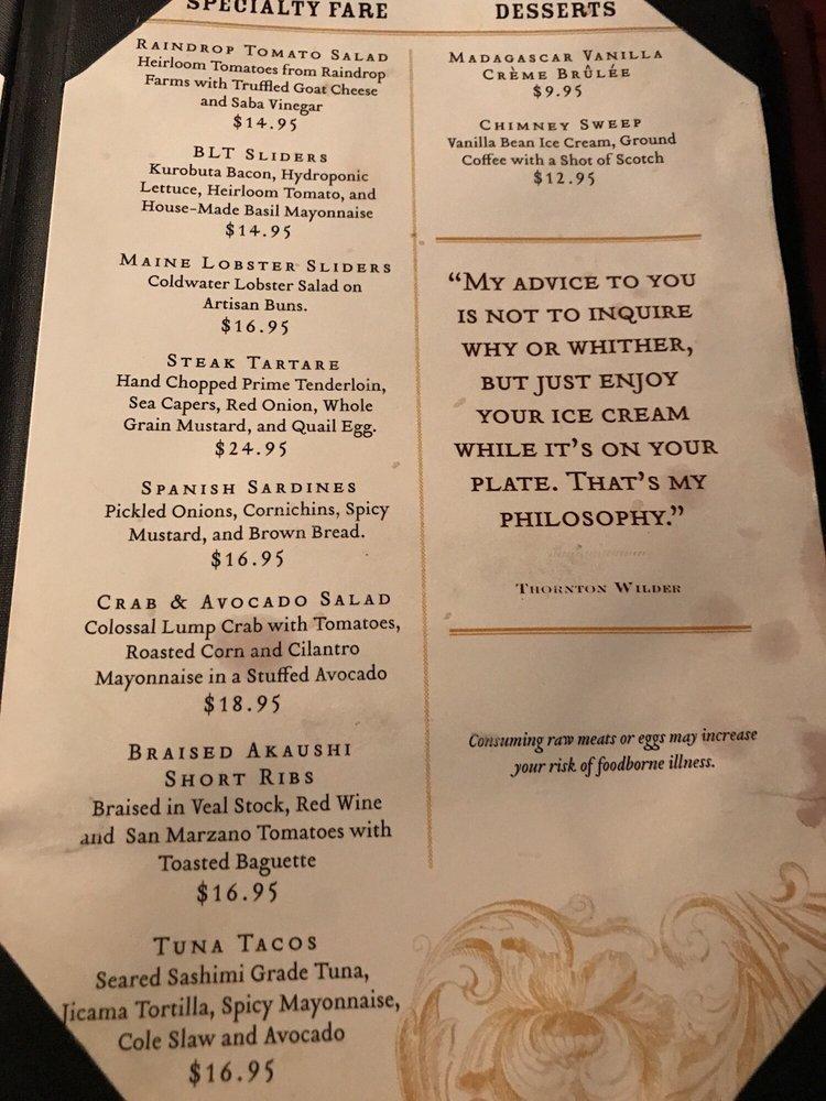Menu at Bohanan's Bar, San Antonio