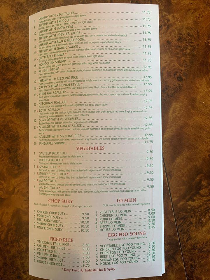 Menu at Hunan Garden restaurant, Birmingham, Montgomery Hwy