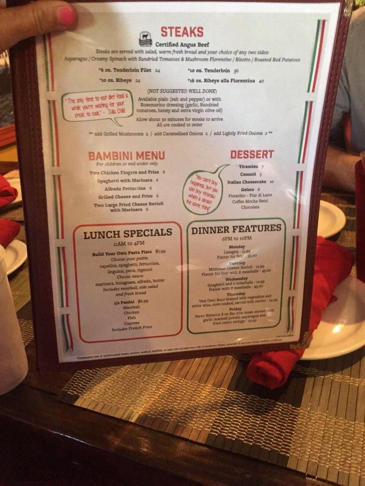 Menu at The Meatball Cafe, South Padre Island