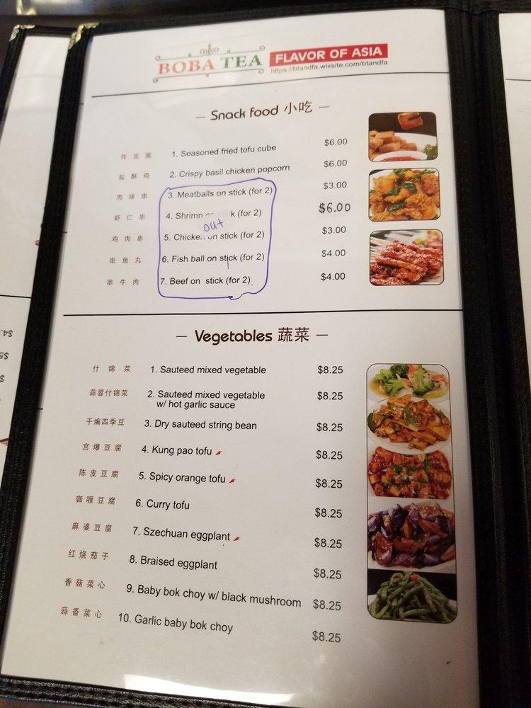 Menu at Boba tea and flavor of Asia cafe, Hurst