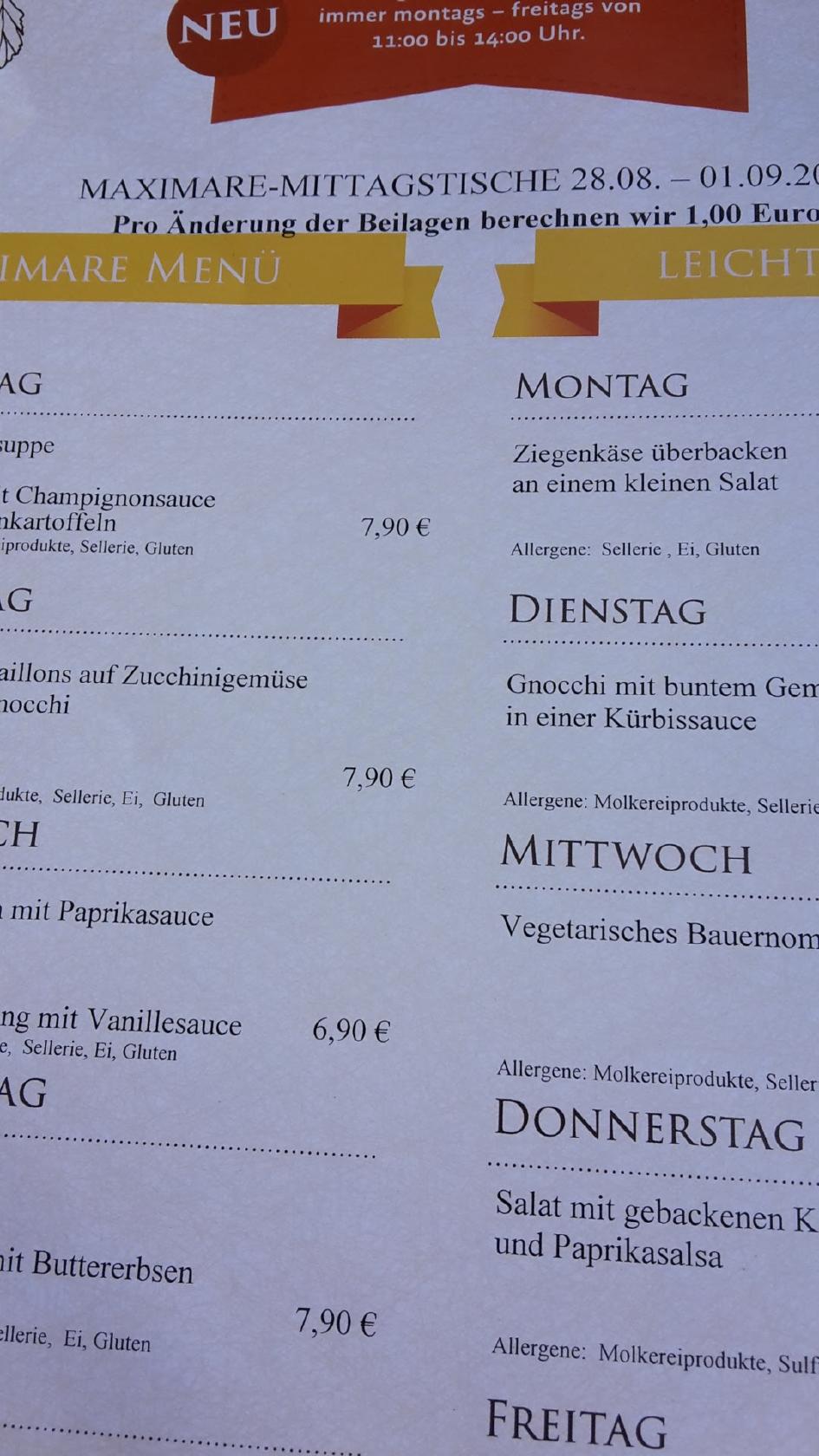 Menu at Café Mare cafe, Hamm