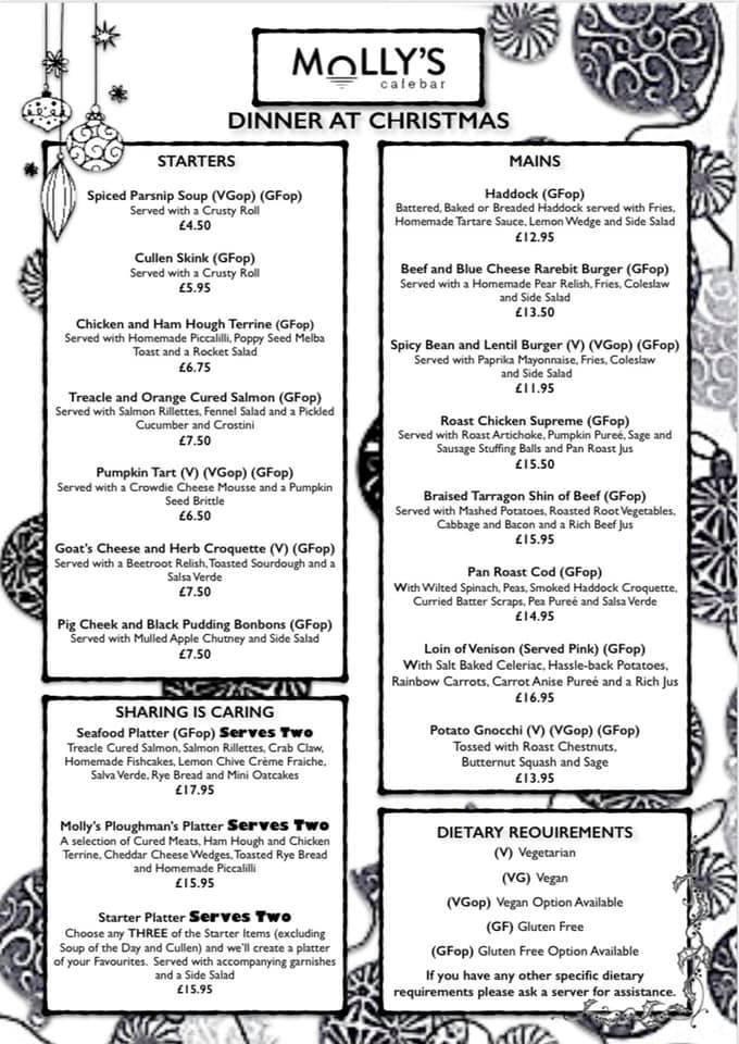 Menu at Molly's Café Bar, Stonehaven