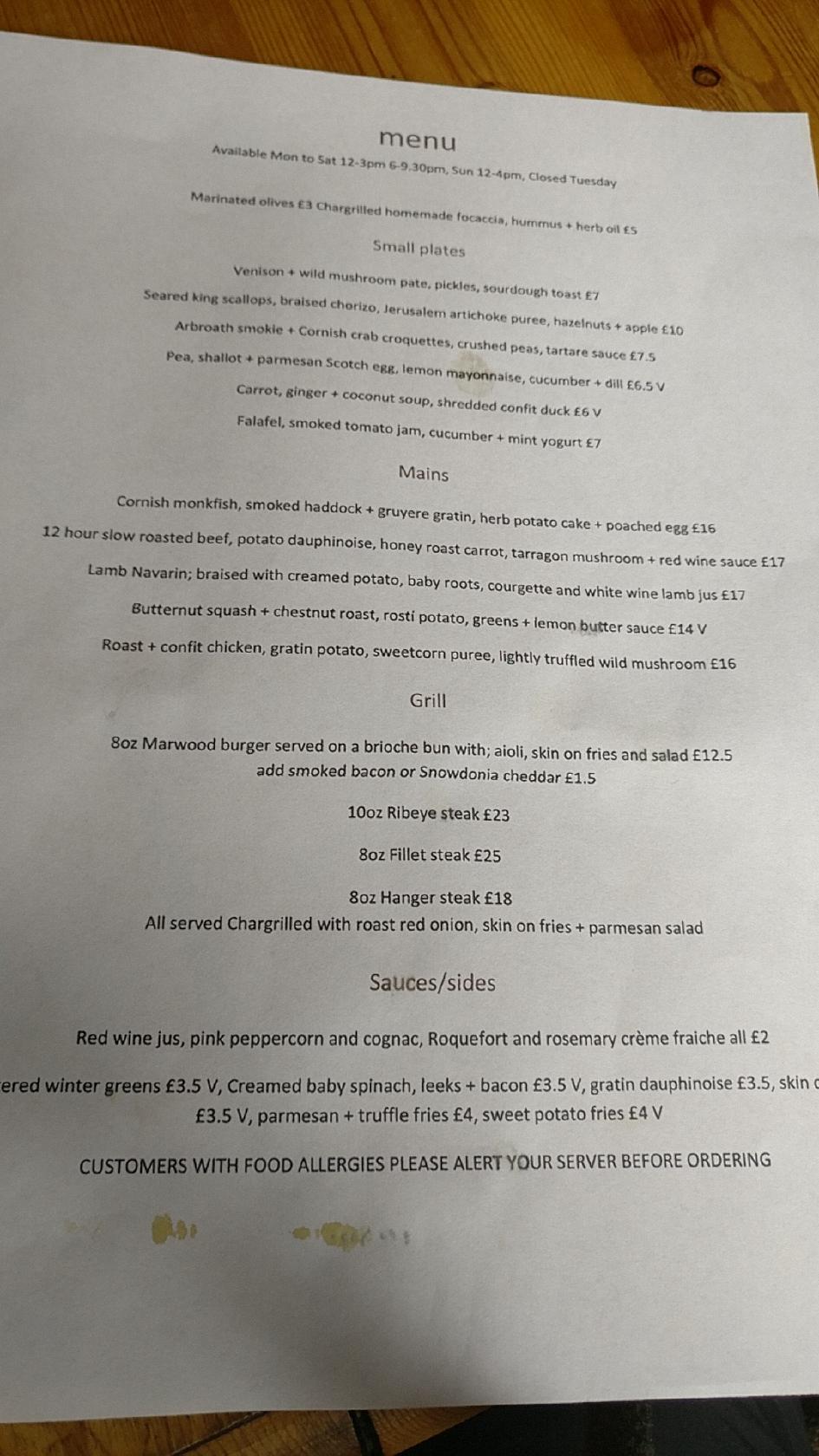 Menu at Ounce Bar And Kitchen, Worcester