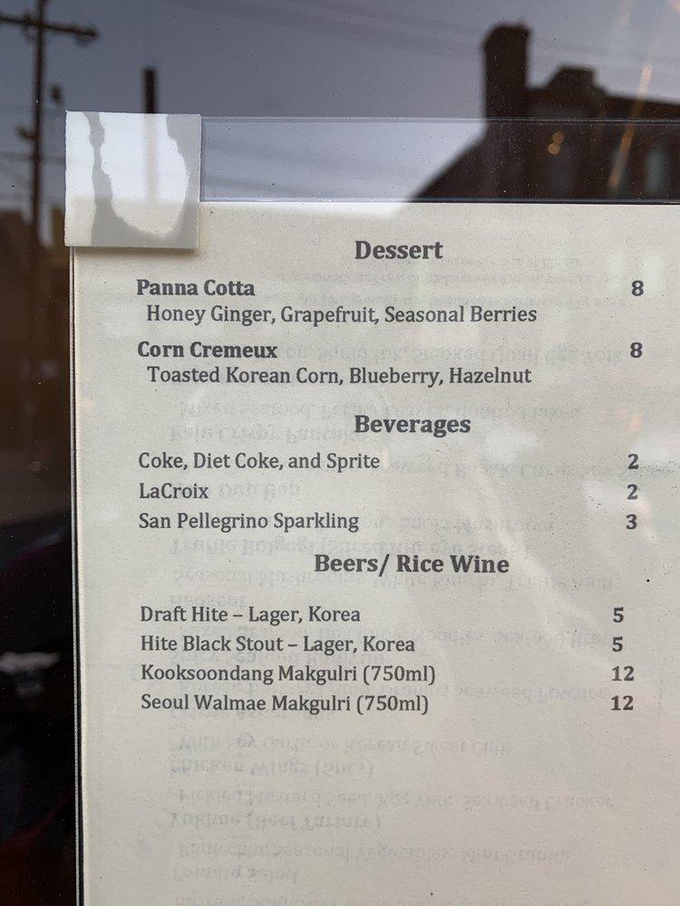 Menu at Paju restaurant, Seattle