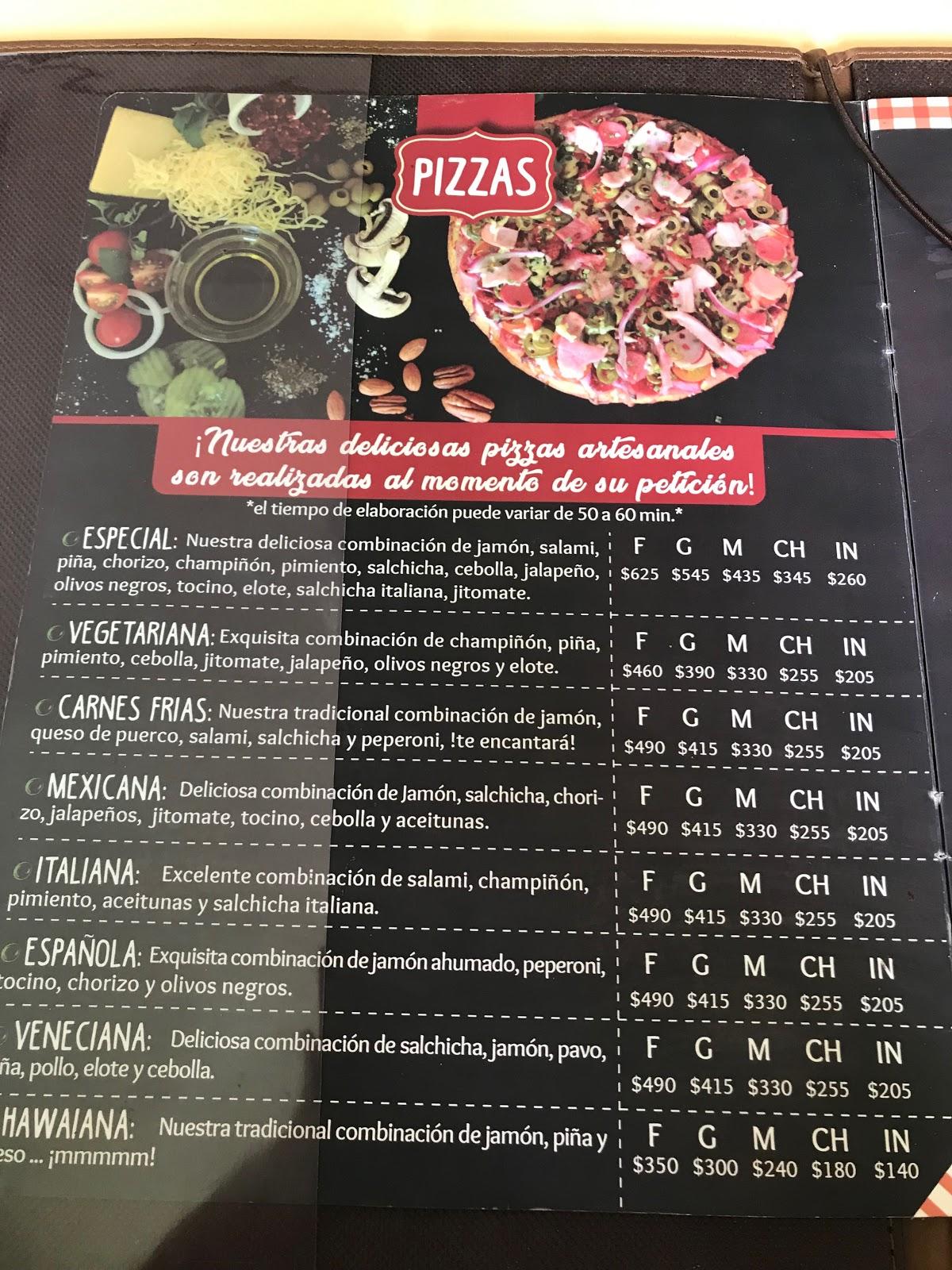 Menu at Pizzeria Michelle's, Degollado, Guillermo Cosío Vidaurri 45