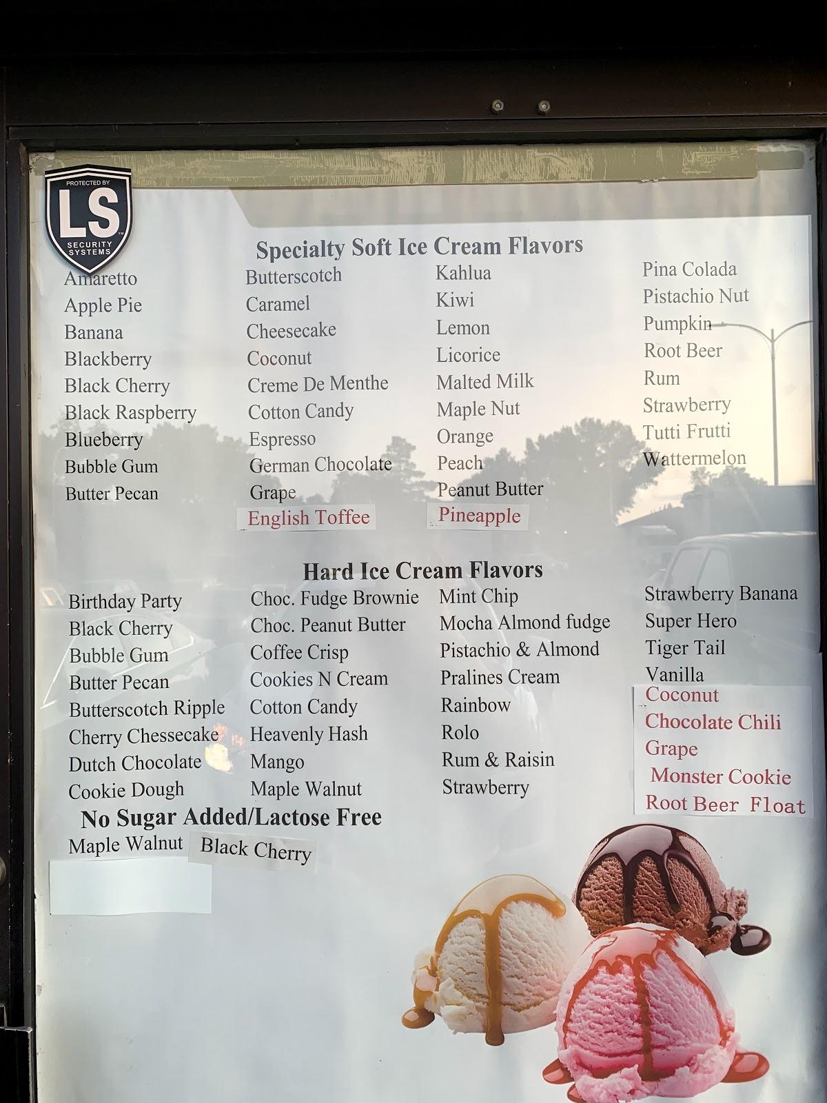 Menu at Polar Palace Ice Cream, Regina