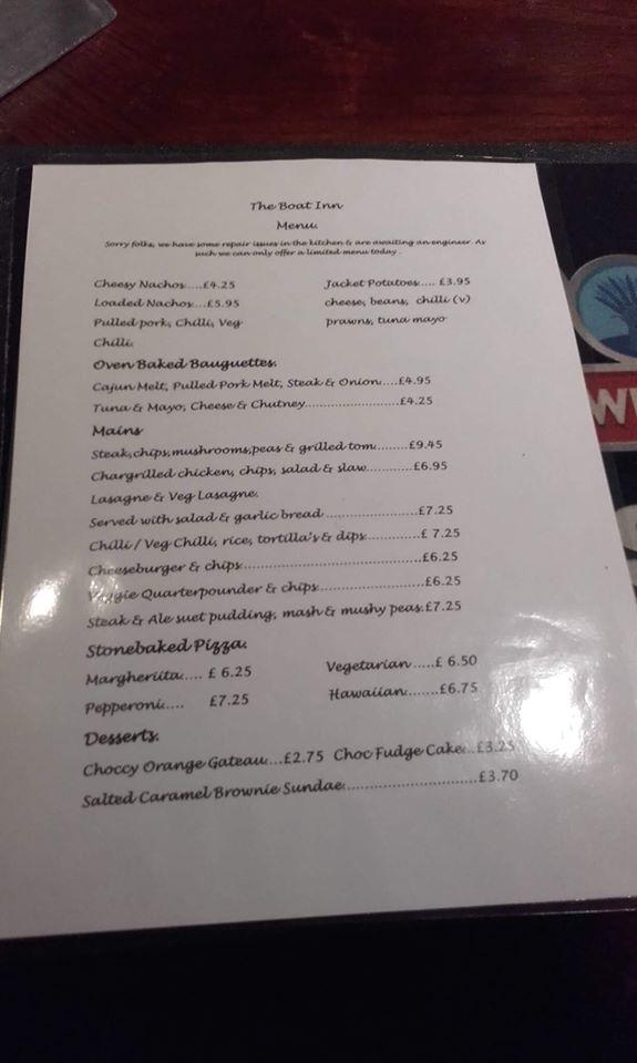 Menu at The Boat pub & bar, Allerton Bywater