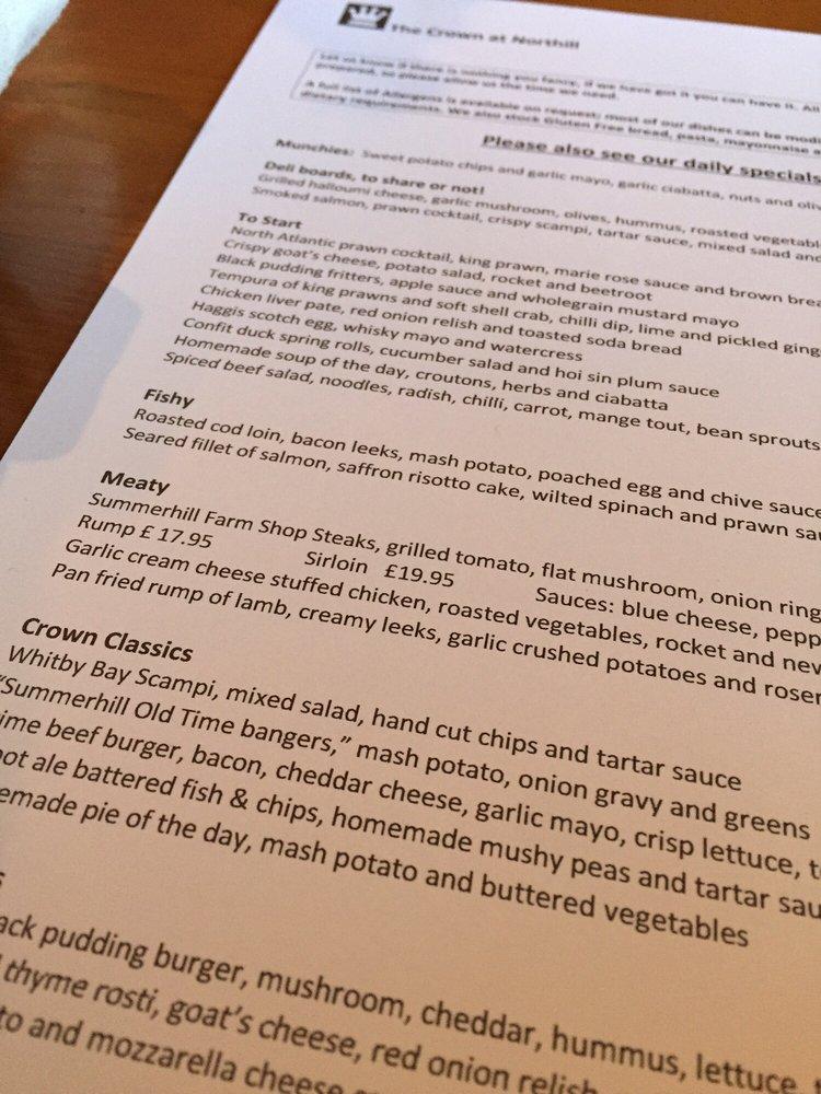 Menu at The Crown pub & bar, Sandy