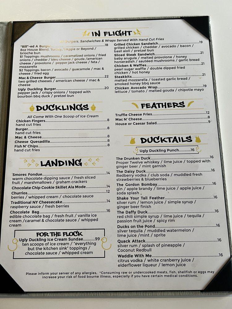 Menu at The Ugly Duckling RVC restaurant, Rockville Centre