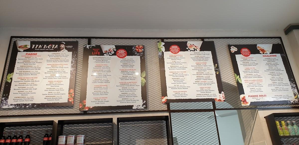 Menu da Tin Bòta ristorante, Milano, Via S. Maurilio