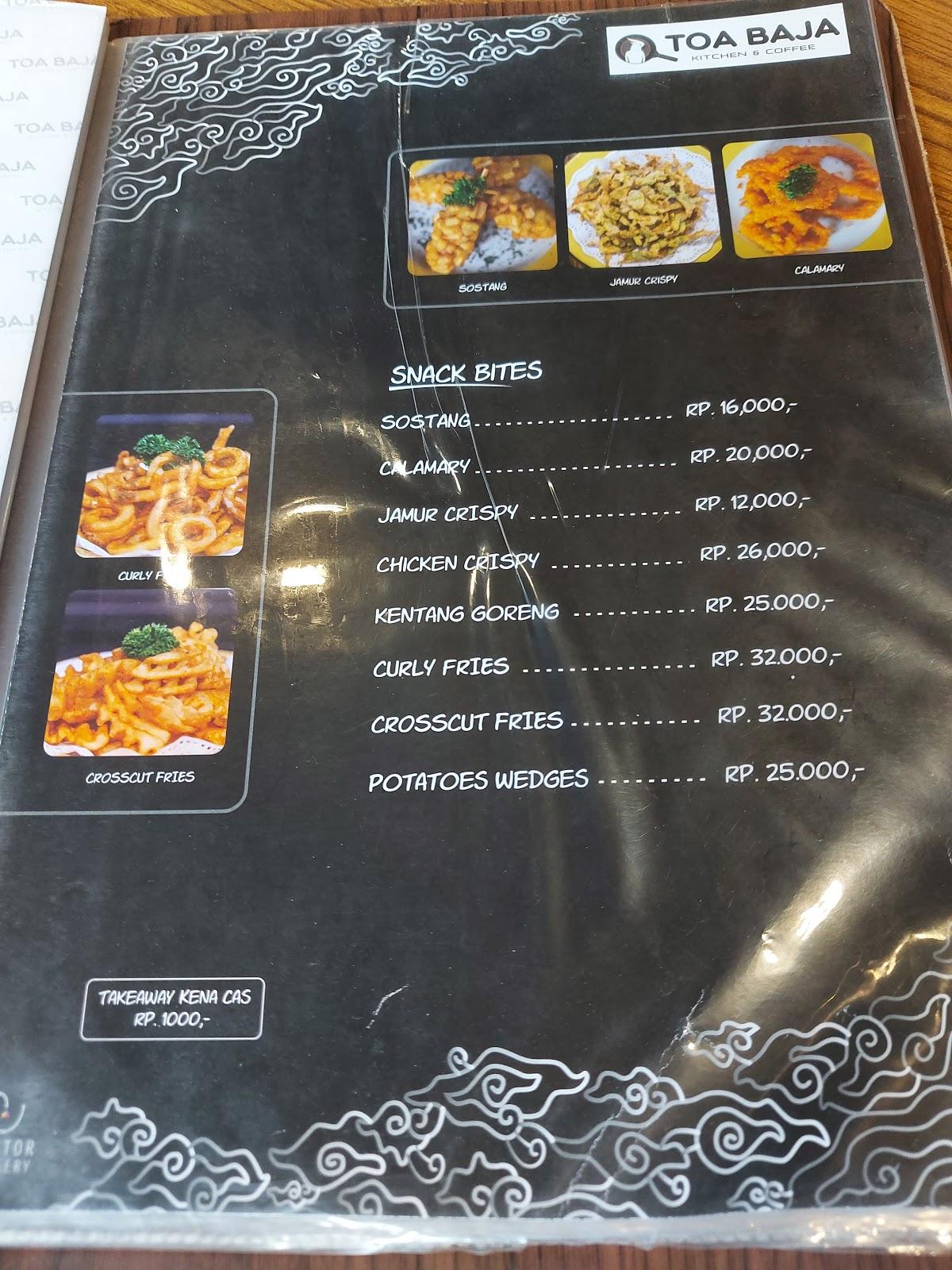 Menu at Toa baja kitchen & coffee restaurant, Cirebon
