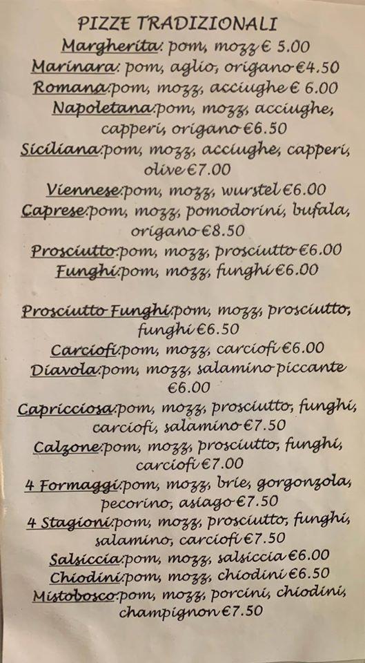 Menu da Vicentina ristorante, Longare