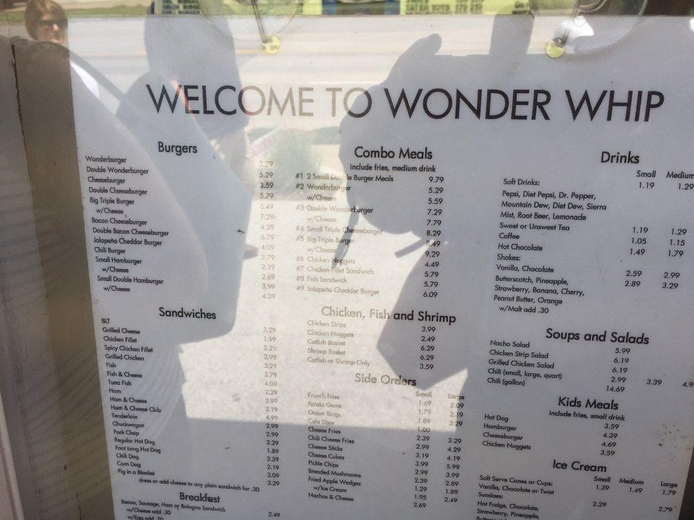 Menu at Wonder Whip restaurant, Owensboro, E 4th St