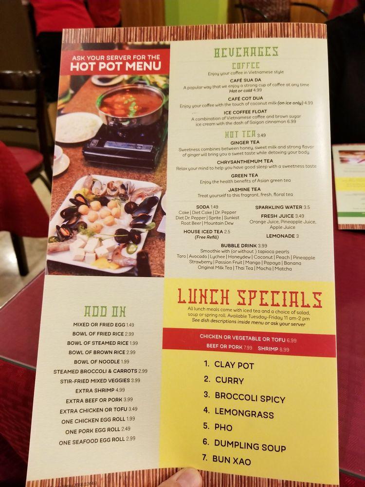 Menu at Clay Pot Restaurant, Waco, 416 Franklin Ave
