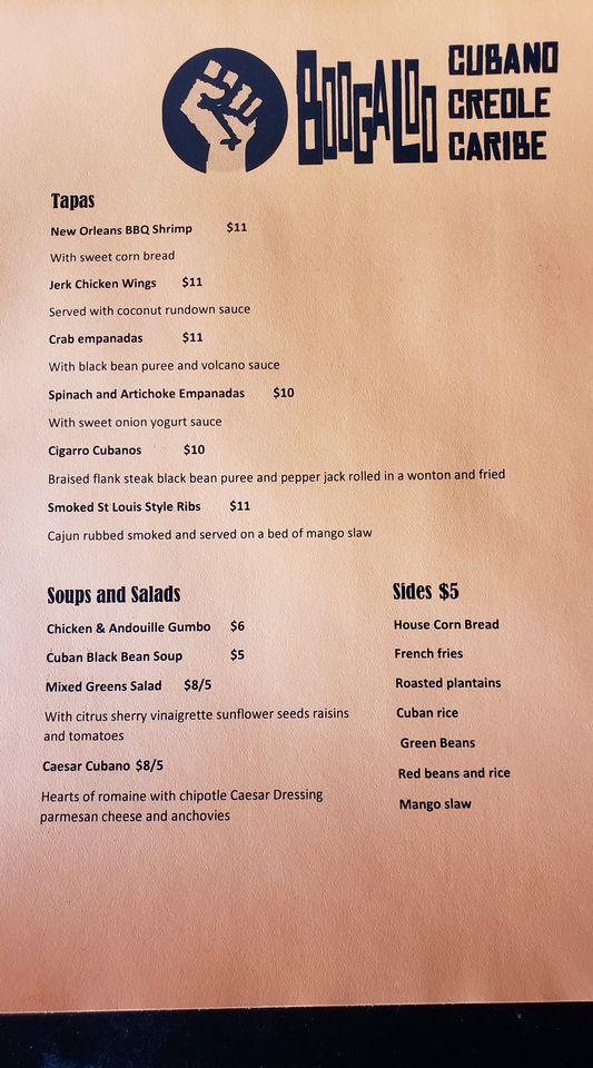Menu at Boogaloo pub & bar, Maplewood