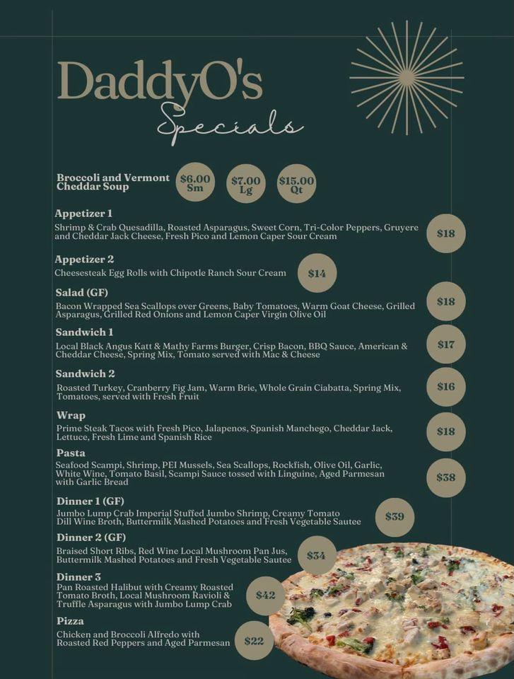 Menu at Daddy O's Restaurant, Kemblesville