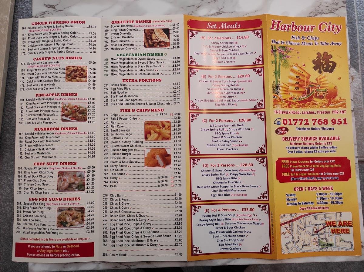 Menu at Harbour City fast food, Preston