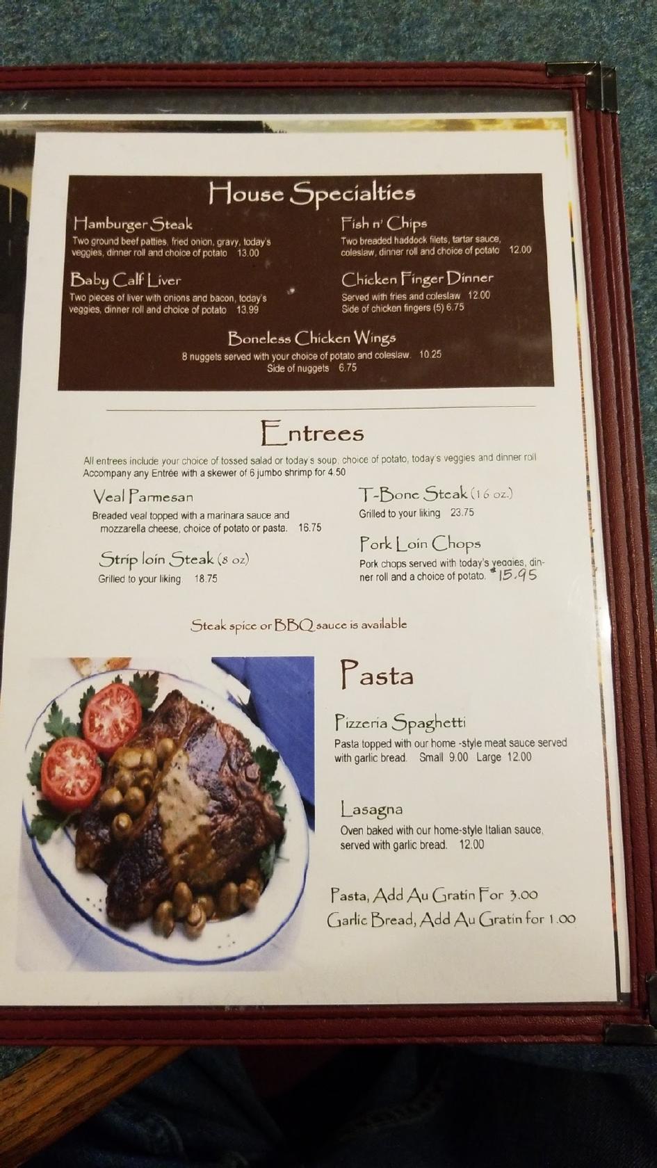 Menu at Longlac Pizzeria, Longlac