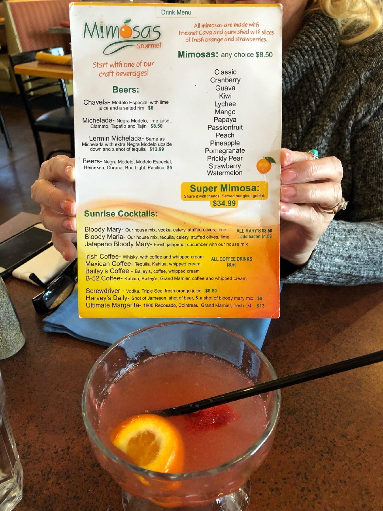 Menu at MIMOSAS GOURMET VEGAS DURANGO restaurant, Las Vegas