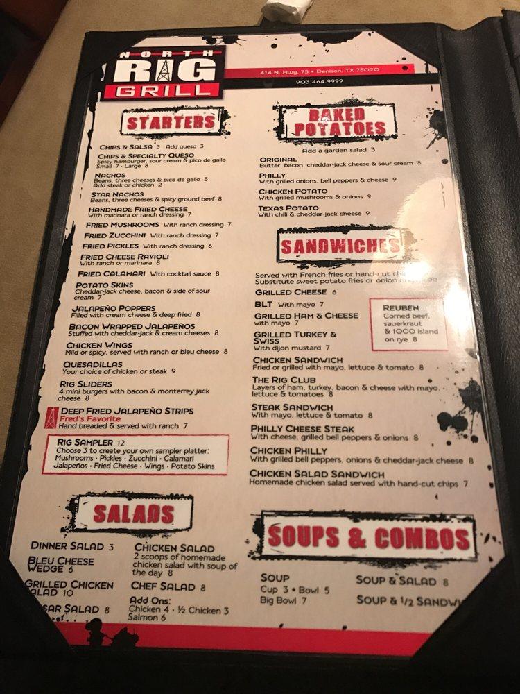 Menu at North Rig Grill pub & bar, Denison