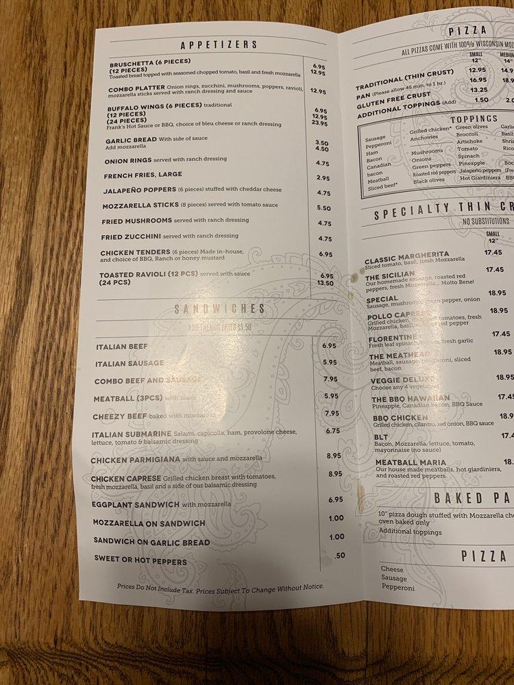 Carta de Pizzeria Di Maria, Carol Stream