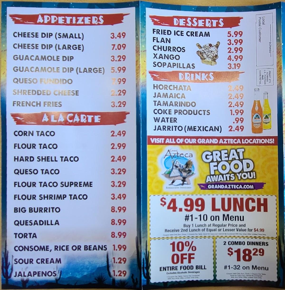 Carta del restaurante Real Taco Express, Troy