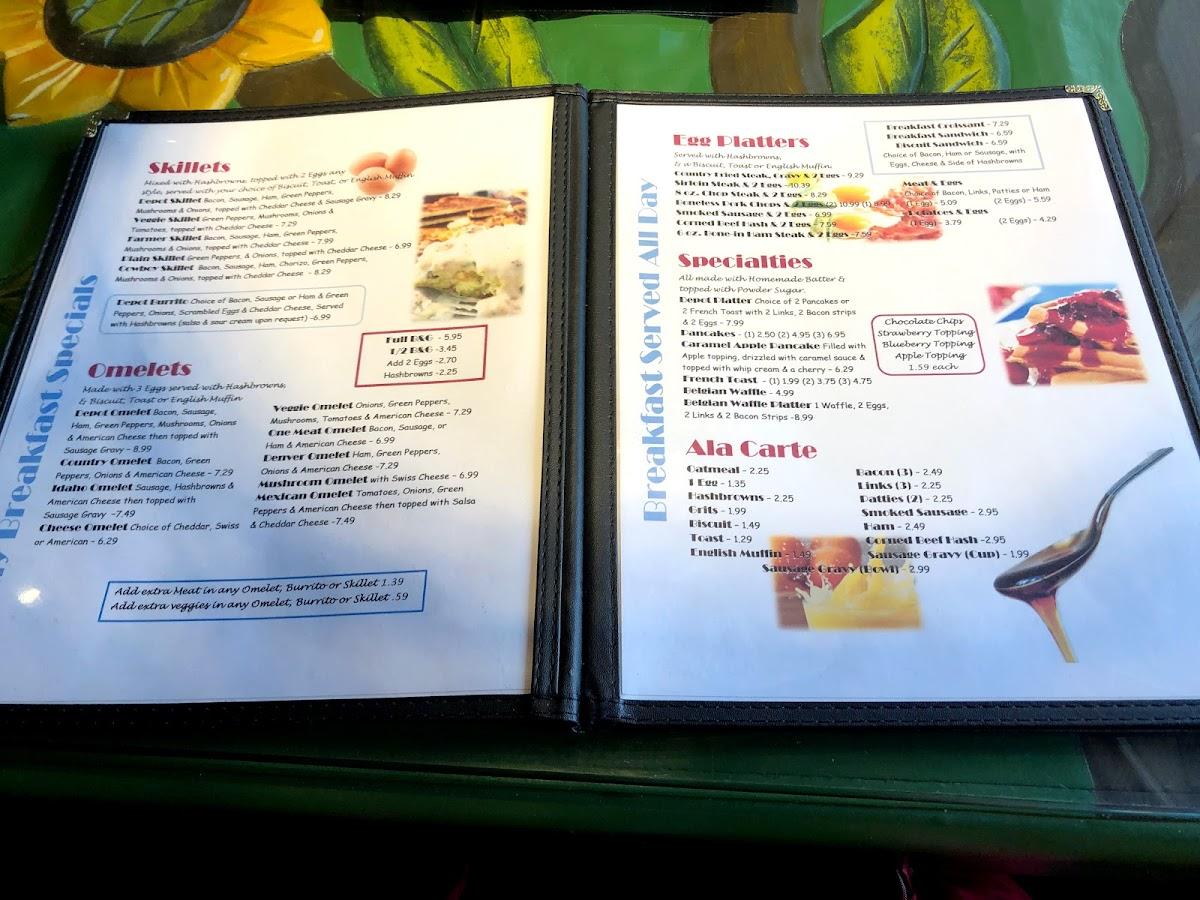 Menu at The Train Station Pancake House restaurant, Marion