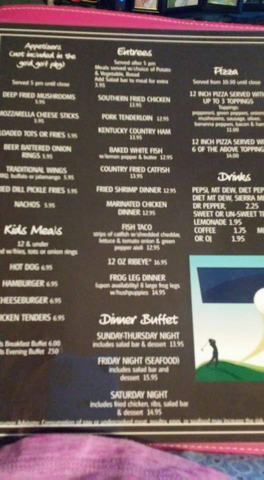 Menu at 19th Hole Restaurant, Harrodsburg