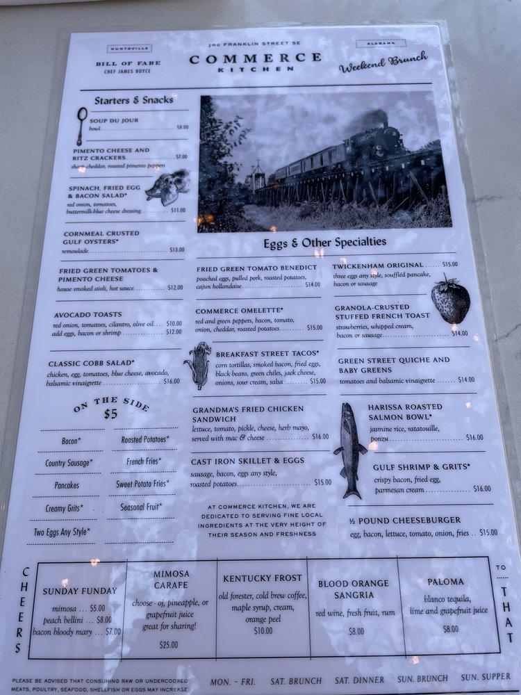 Menu at Commerce Kitchen pub & bar, Huntsville