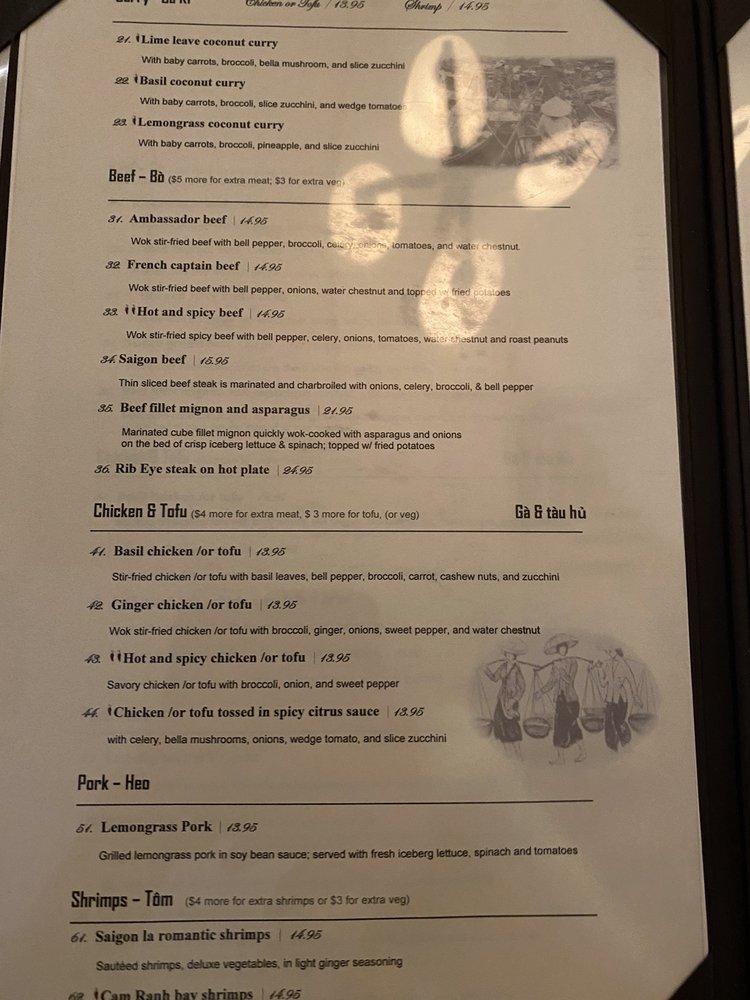 Menu at Le Mekong restaurant, Moline