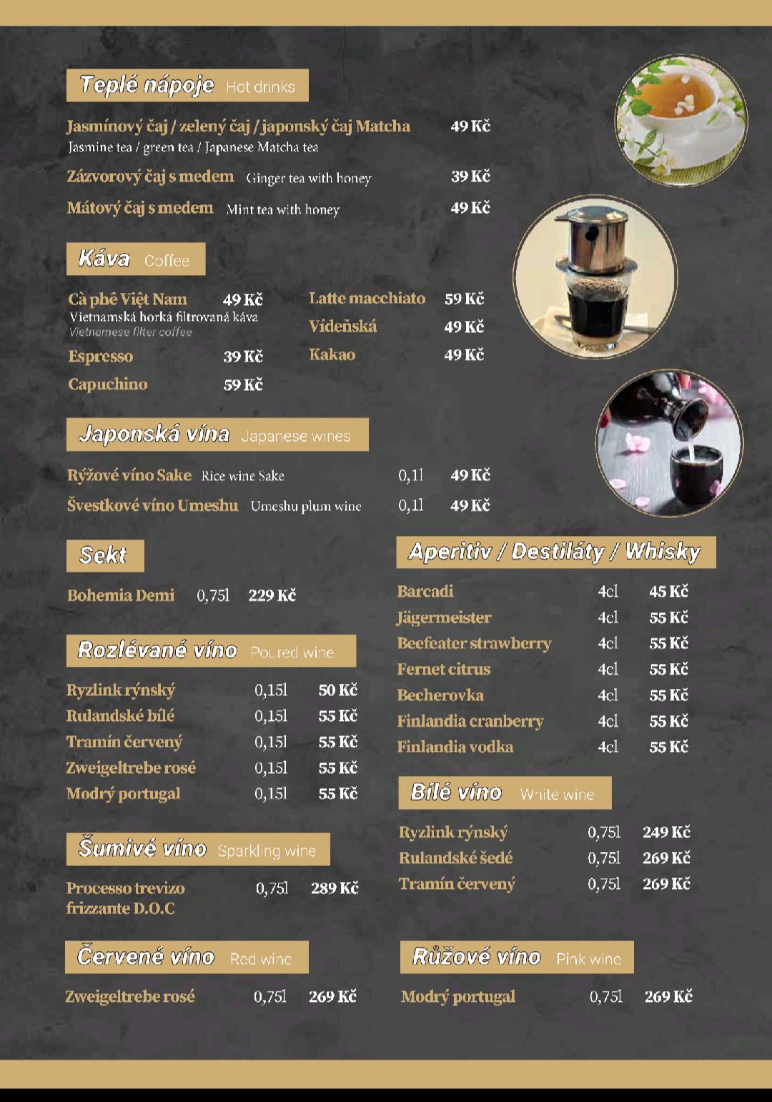 Menu at My restaurant, Benešov