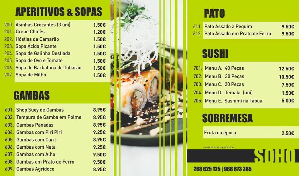 Menu em Soho Buffet Restaurante, Elvas, 49